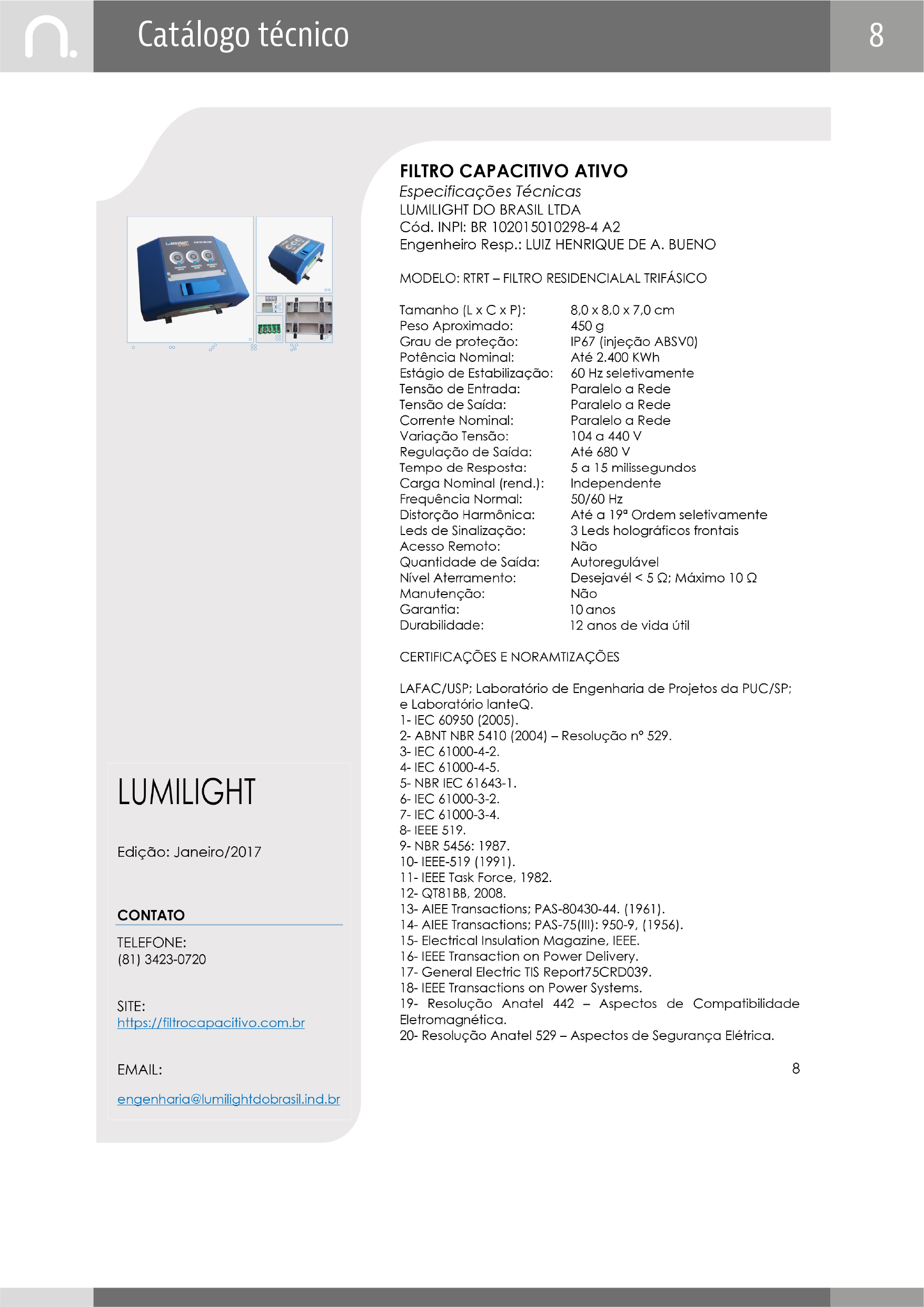 catalogo tecnico – FILTROS APRESENTACAO